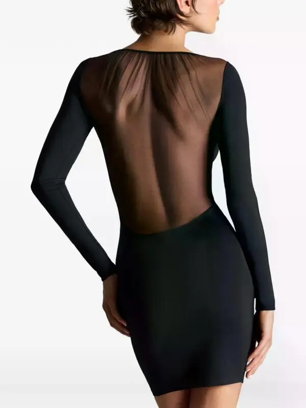 SCANDALE Nuit Fauve Mesh-panel Mini Dress