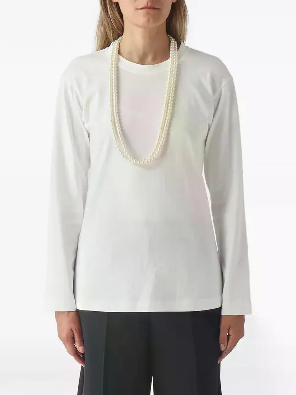 MEIMEIJ Faux-pearl Long-sleeve T-shirt - White