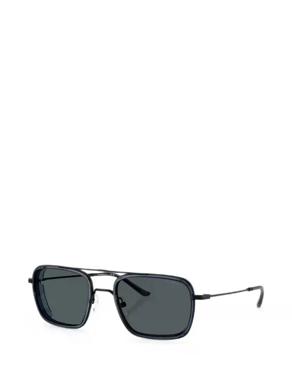 Emporio Armani Double-bridge Rectangle-frame Sunglasses - Black