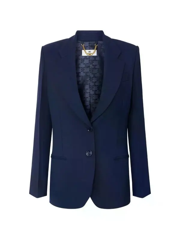 Elisabetta Franchi Single-breasted Gabardine Jacket - Blue