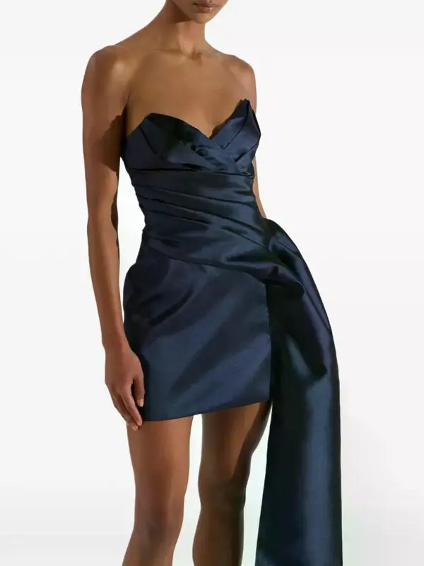Elisabetta Franchi Mini Dress In Gazar Fabric With Tail-like Fabric Panel - Blue