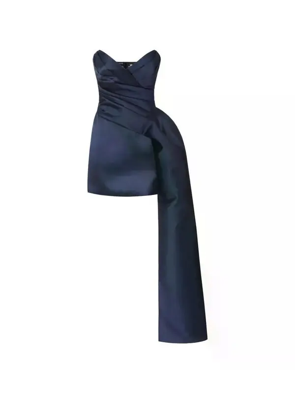 Elisabetta Franchi Mini Dress In Gazar Fabric With Tail-like Fabric Panel - Blue