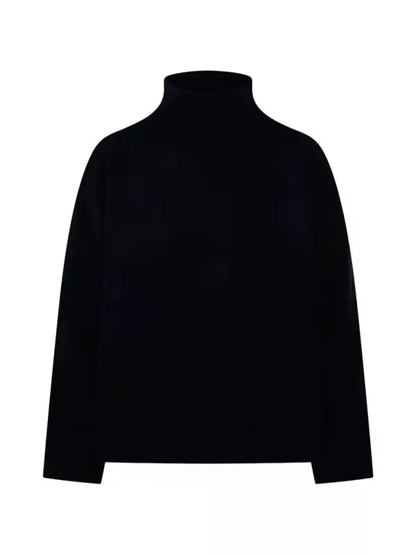 ALLUDE High-neck Dropped-shoulder Sweater - Blue