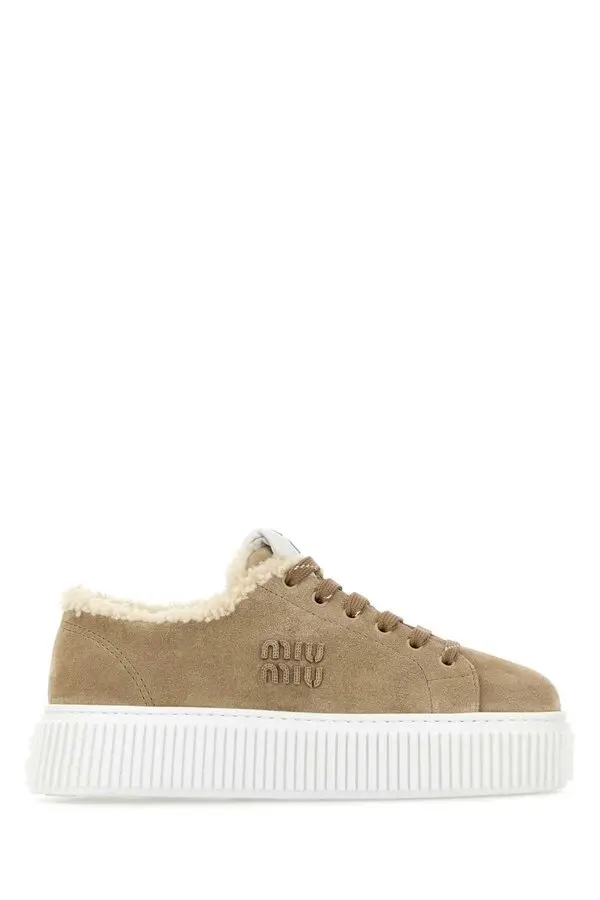 Miu Miu Beige Suede Sneakers