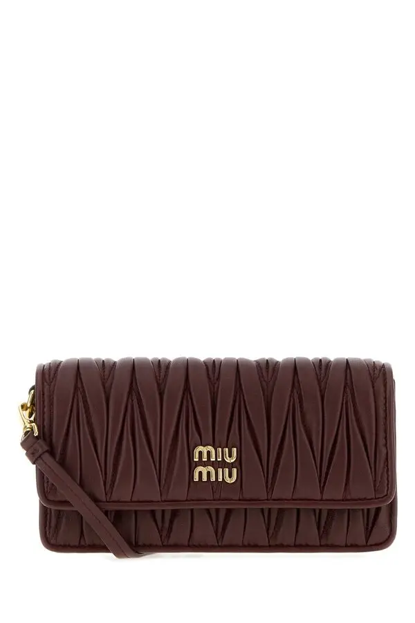 Miu Miu Burgundy Nappa Leather Mini Crossbody Bag - Red