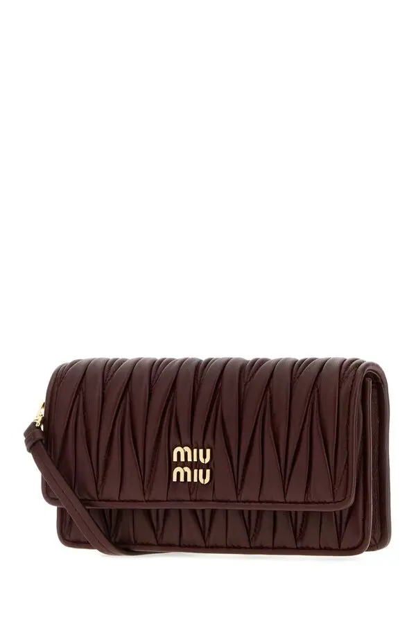 Miu Miu Burgundy Nappa Leather Mini Crossbody Bag - Red