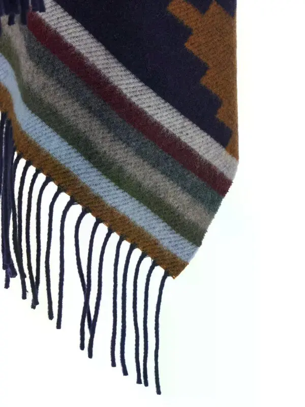 BAZAR DELUXE Fur-trim Geometric-pattern Cape