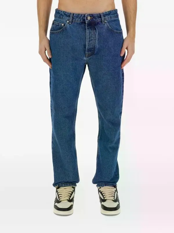 Palm Angels Monogram-embroidered Straight-leg Jeans