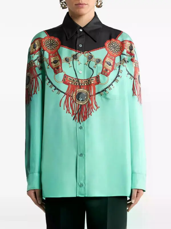 Etro Silk Shirt With Placed Jewellery Print