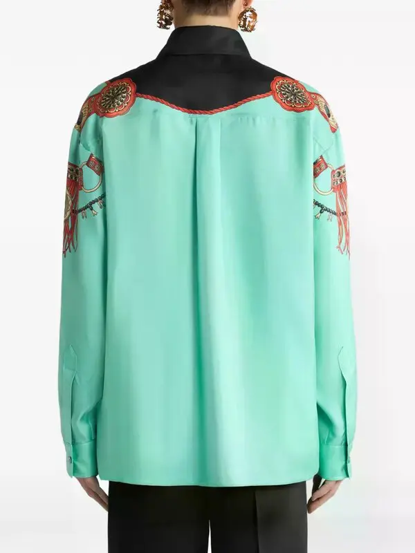 Etro Silk Shirt With Placed Jewellery Print