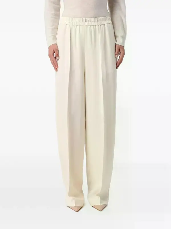 Fabiana Filippi Cady Elasticated-waistband Pressed-crease Trousers - White