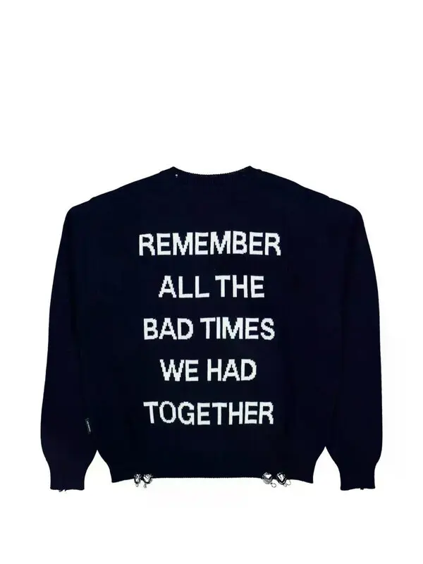 RASSVET Distressed Slogan-knit Sweater