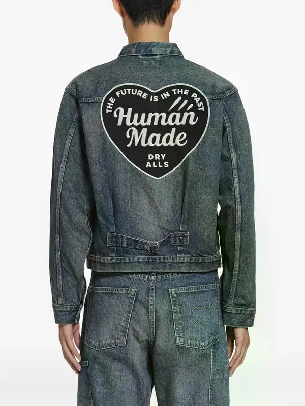 HUMAN MADE Logo-patch Pleated Denim Jacket