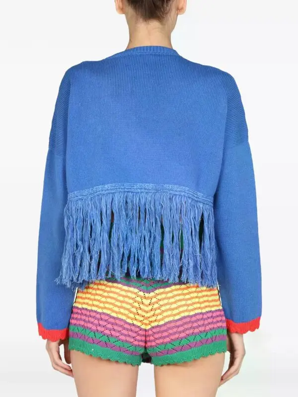 GALLO Fringe-trimmed Logo-embroidered Sweater