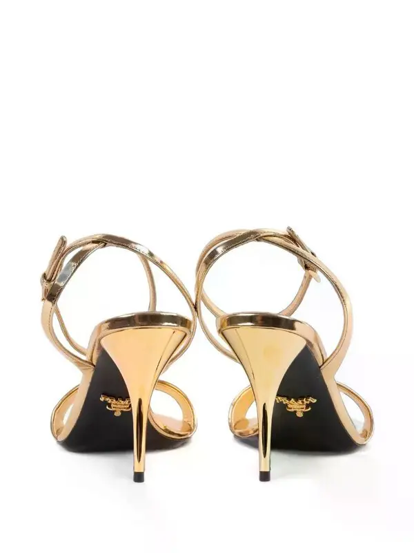 Prada Logo-plaque Metallic Sandals