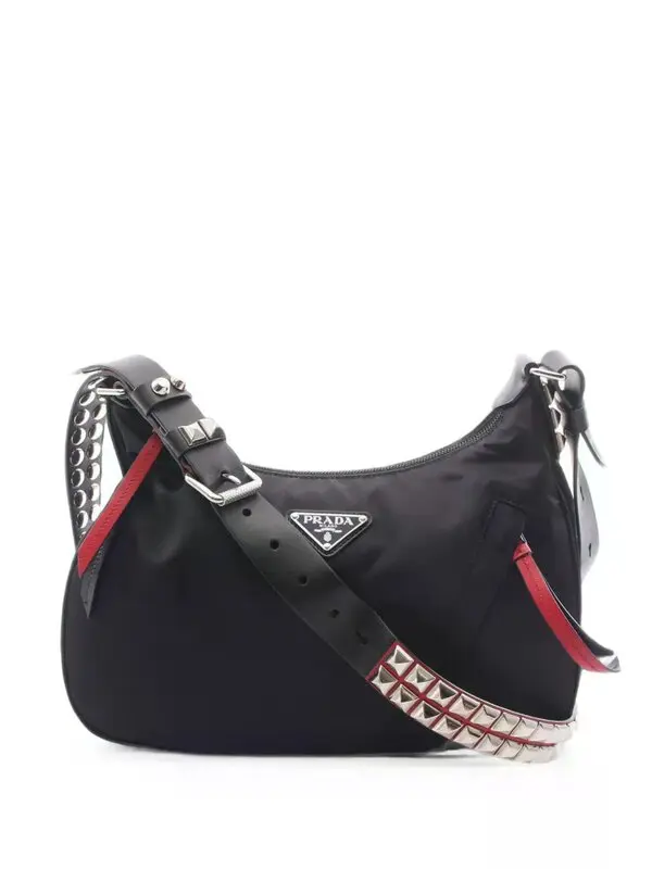 Prada 2010s New Vela Stud-embellished Shoulder Bag