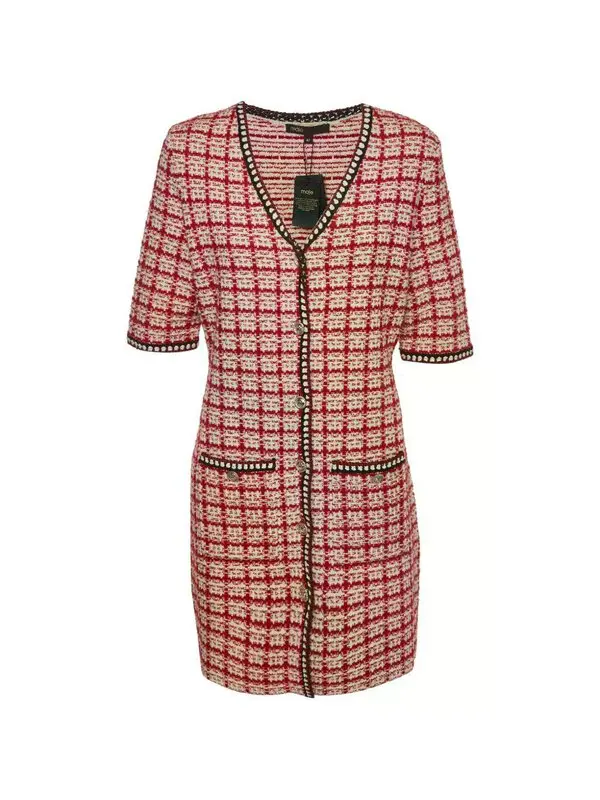 Maje Retalo Checked-pattern Mini Dress - Red