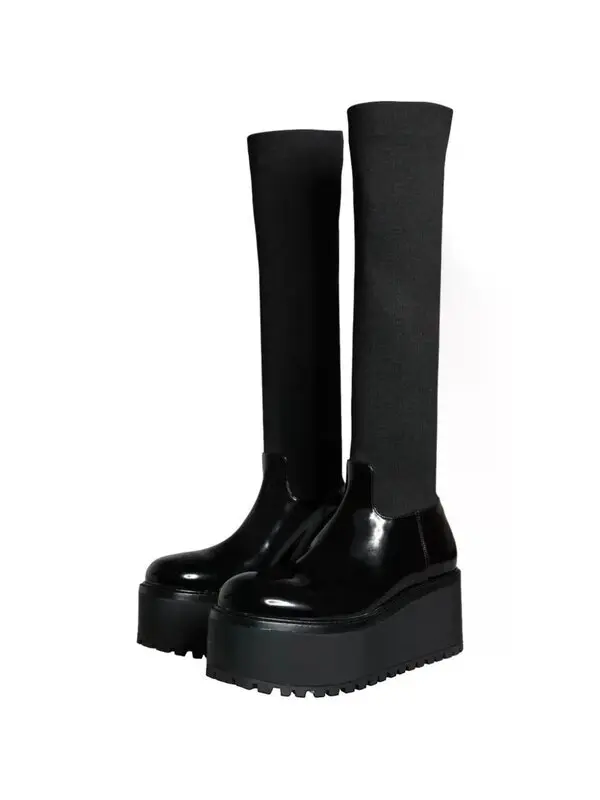 Dolce & Gabbana Patent Leather Knit Boots