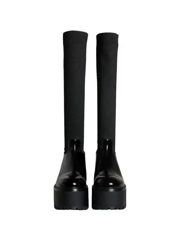 Dolce & Gabbana Patent Leather Knit Boots