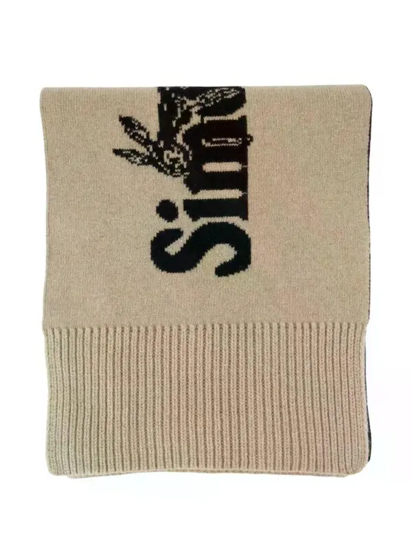 Simone Rocha Beaded Logo-intarsia Scarf - Neutrals