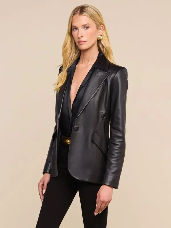L'Agence Chamberlain Leather Blazer