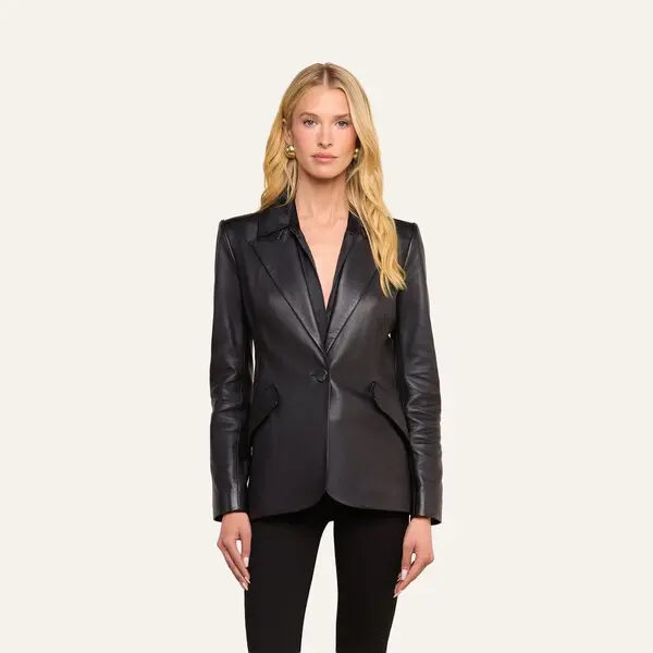 L'Agence Chamberlain Leather Blazer - Black