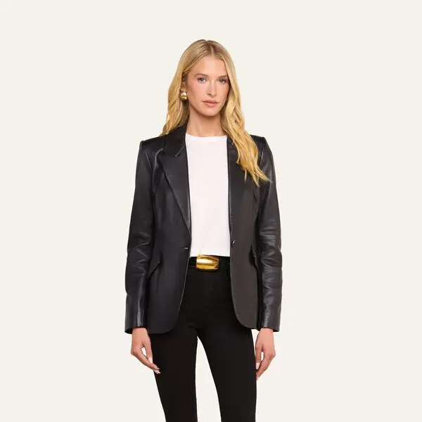 L'Agence Chamberlain Leather Blazer - Black