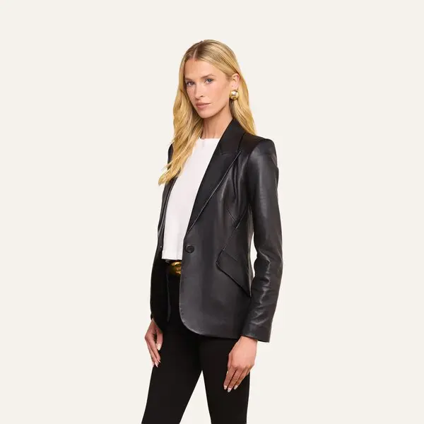 L'Agence Chamberlain Leather Blazer - Black