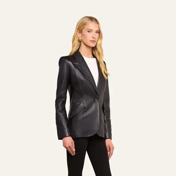 L'Agence Chamberlain Leather Blazer - Black