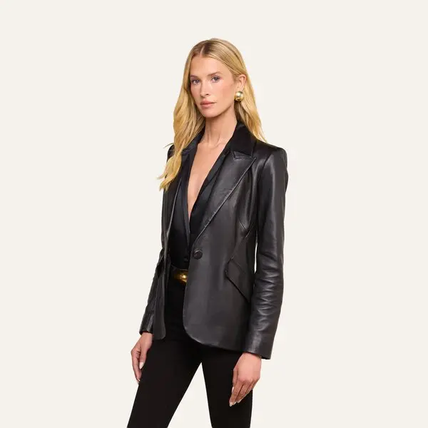 L'Agence Chamberlain Leather Blazer - Black
