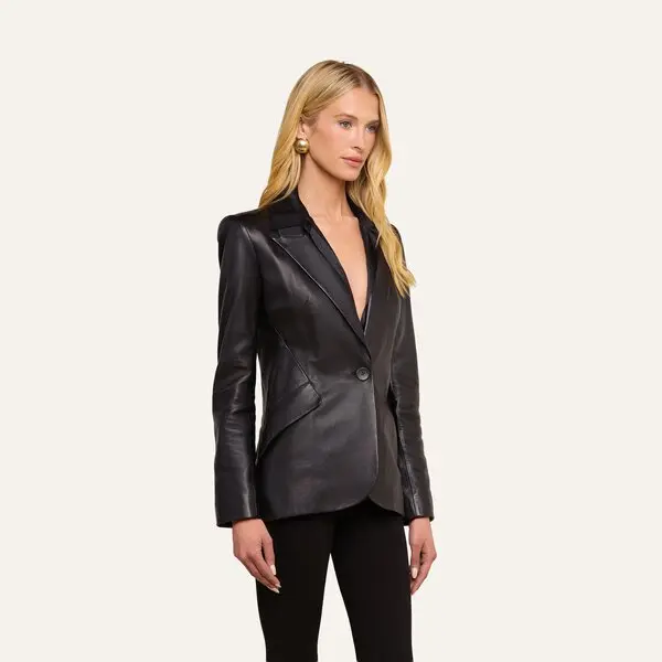 L'Agence Chamberlain Leather Blazer - Black