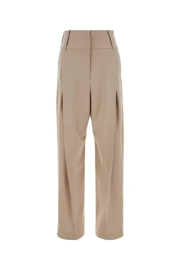 Sportmax Sand Stretch Wool Wide-leg Girino Pant - Brown