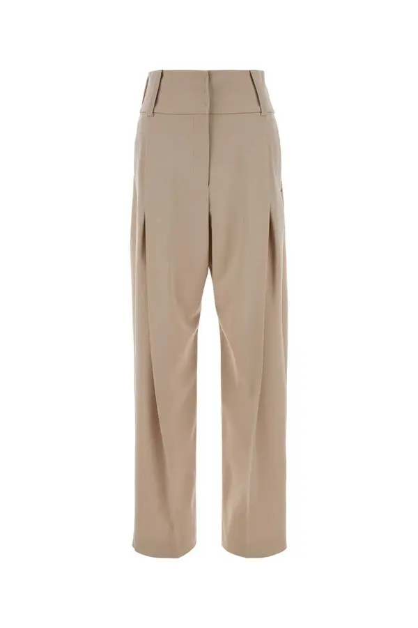 Sportmax Sand Stretch Wool Wide-leg Girino Pant - Brown