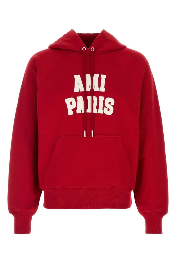 AMI Paris Cotton Oversize Sweatshirt - Red