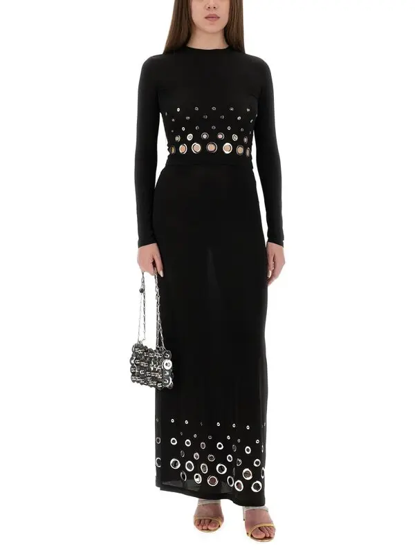 Rabanne Cropped Top With Eyelets - Black