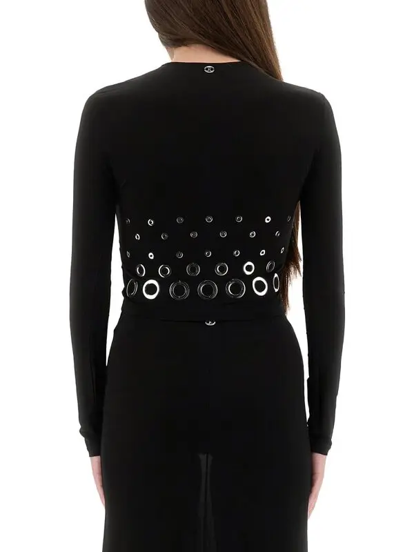 Rabanne Cropped Top With Eyelets - Black