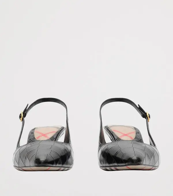 Burberry Leather Croc-embossed Dame Slingback Pumps 55