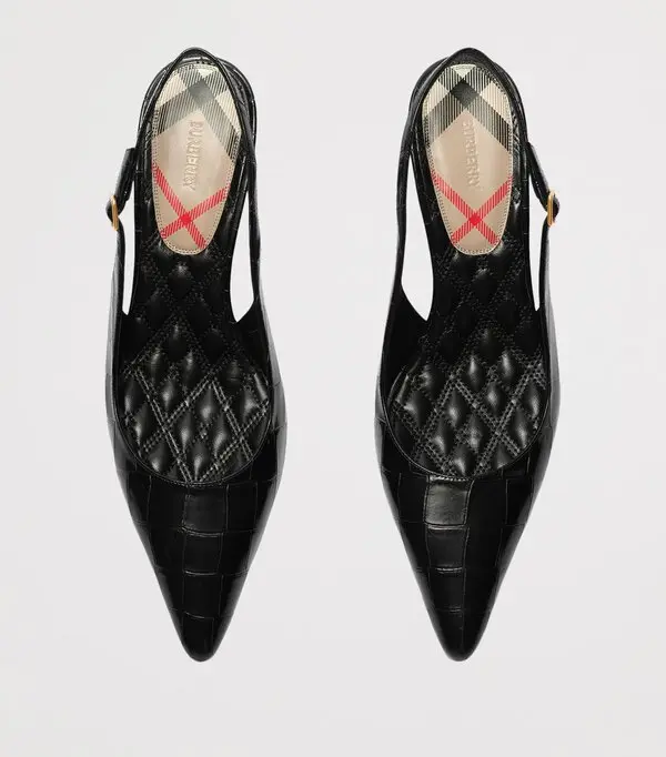 Burberry Leather Croc-embossed Dame Slingback Pumps 55