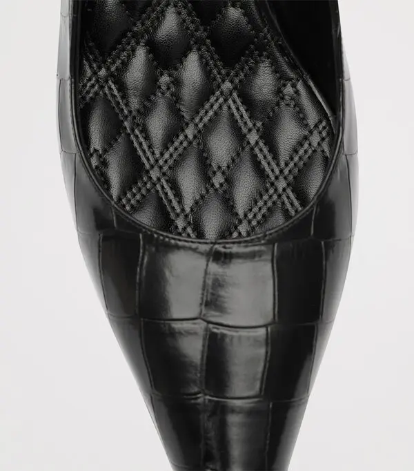 Burberry Leather Croc-embossed Dame Slingback Pumps 55
