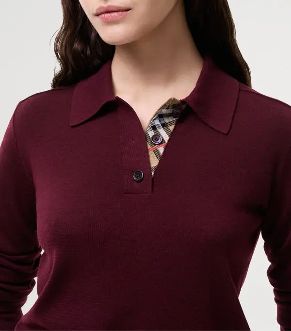 Burberry Wool Check-detail Long-sleeve Polo Shirt