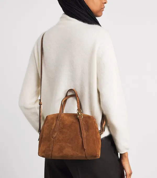 Harrods Small Suede Wren Shoulder Bag