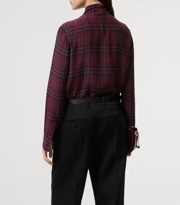 Burberry Silk Check Pussybow Blouse