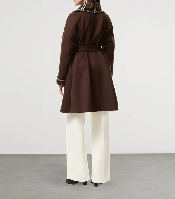 Burberry Wool Check-trim Wrap Coat