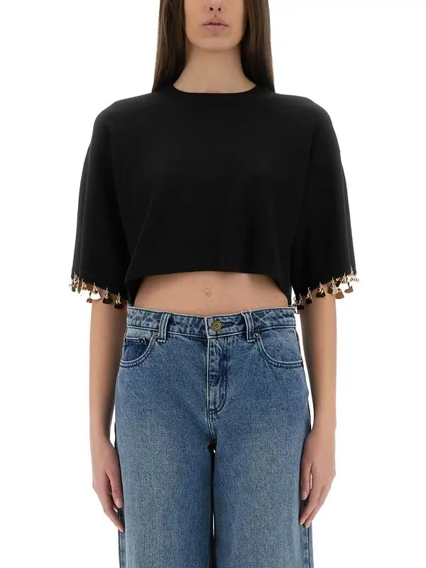 Rabanne Knit Crop T-shirt - Black