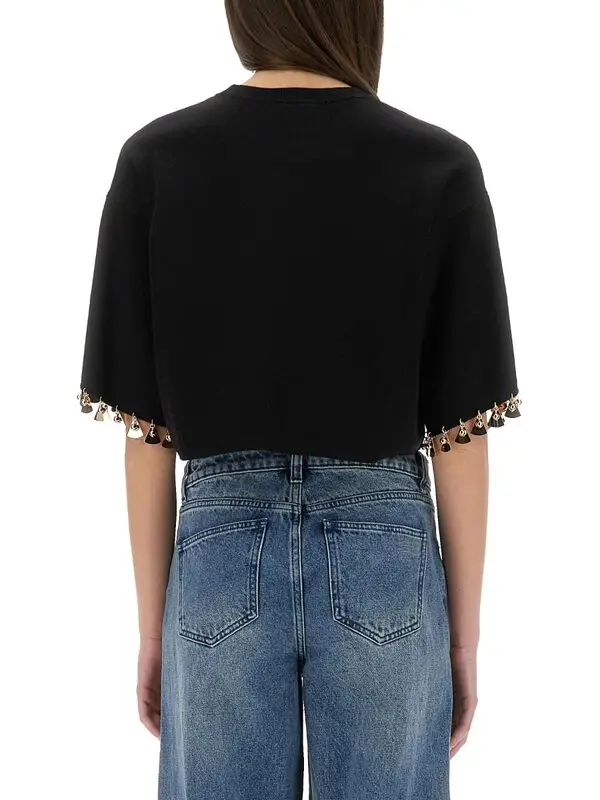 Rabanne Knit Crop T-shirt - Black