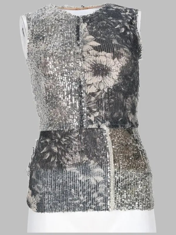 MAISON MARGIELA Top Floreale Con Paillettes - Gray