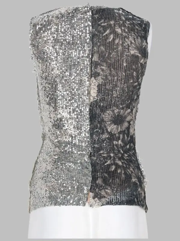 MAISON MARGIELA Top Floreale Con Paillettes - Gray