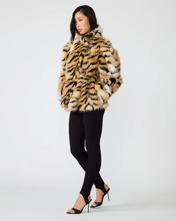 Steve Madden Alexx Coat Long Sleeve Faux Fur Jackets & Coats