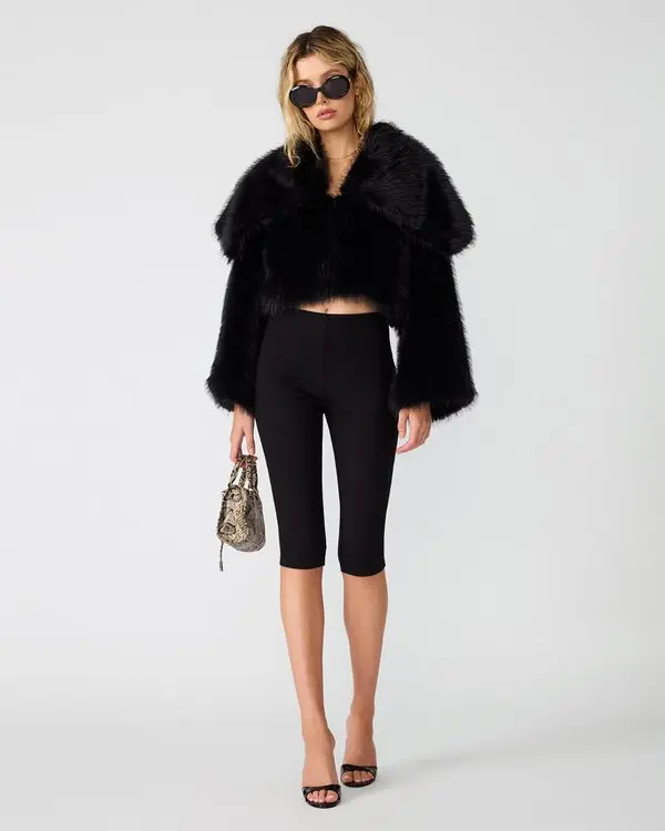 Steve Madden Amallia Coat Cropped Jackets & Coats - Black