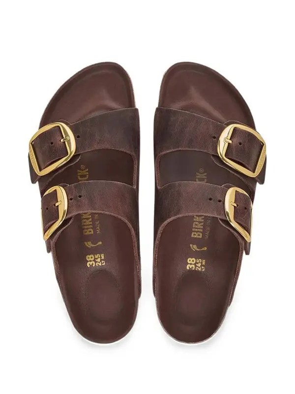 BIRKENSTOCK Arizona Big Buckle Nubuck Leather Sandals - Brown